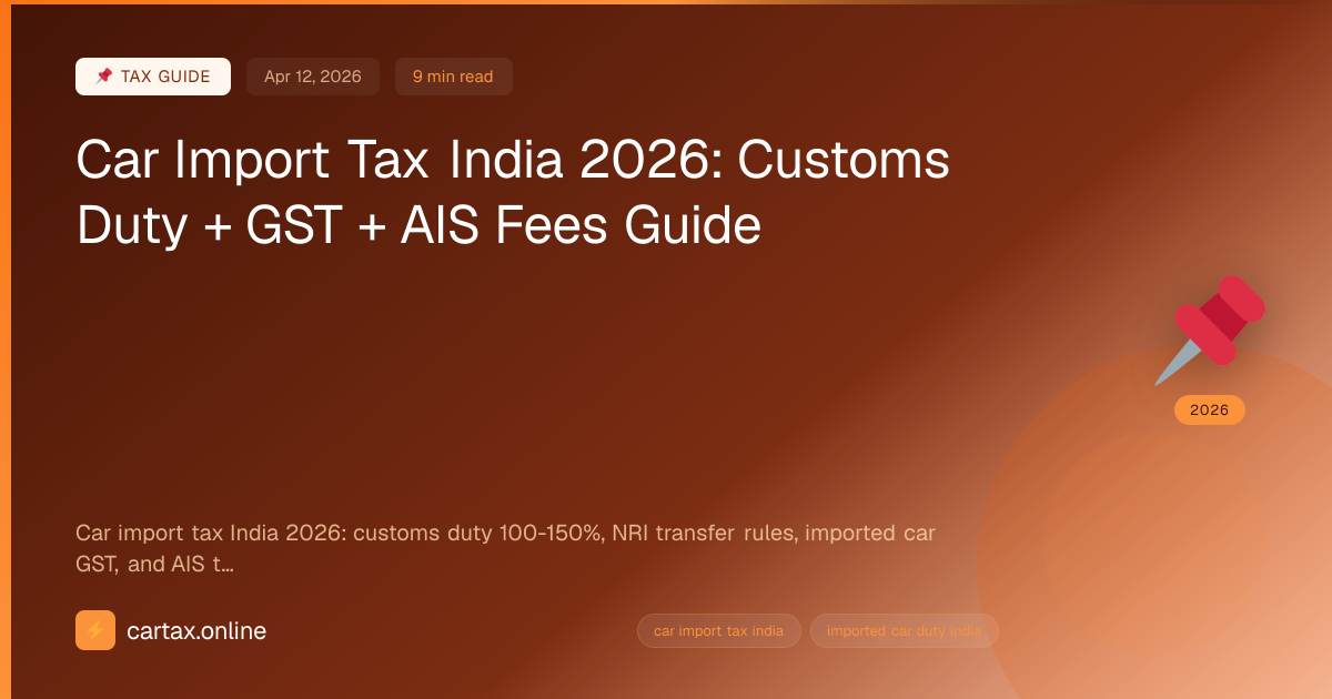 Car Import Tax India 2026: Customs Duty + GST + AIS Fees ...
