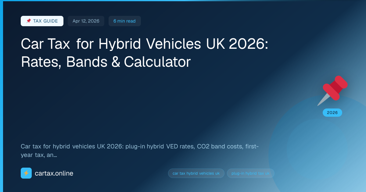 Car Tax for Hybrid Vehicles UK 2026: Rates, Bands & Calcu...