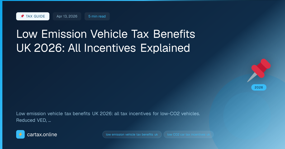 Low Emission Vehicle Tax Benefits UK 2026: All Incentives...