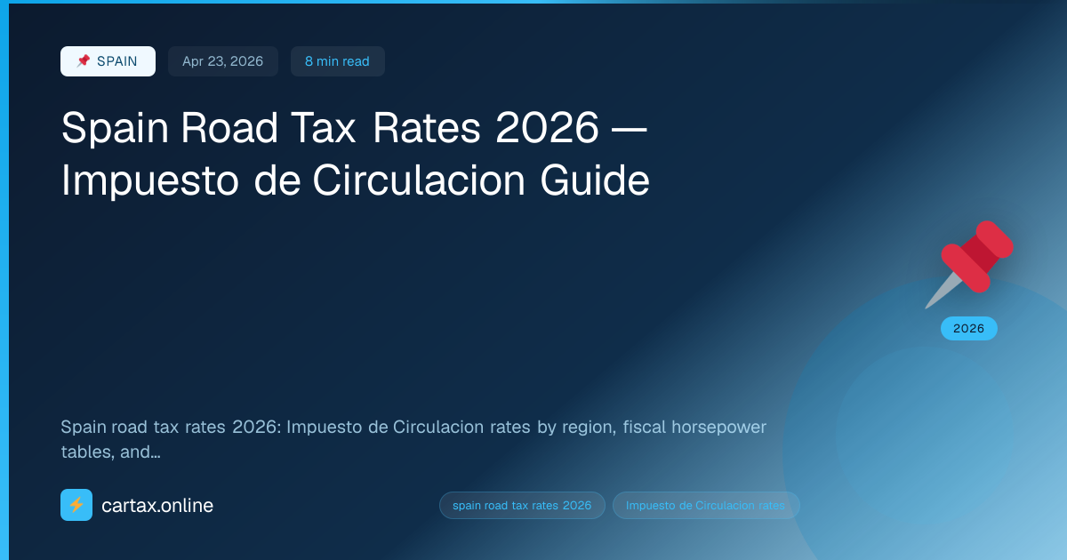 Spain Road Tax Rates 2026 — Impuesto de Circulacion Guide