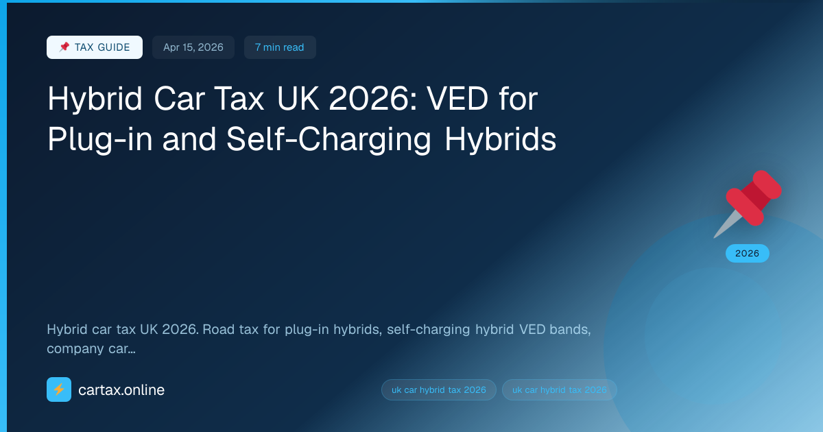 Hybrid Car Tax UK 2026: VED for Plug-in and Self-Charging...