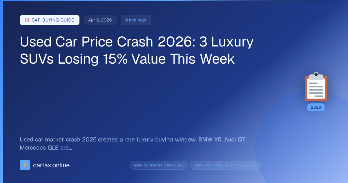 Used Car Price Crash 2026: 3 Luxury SUVs Losing 15% Value...